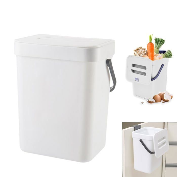 Poubelle de cuisine, petite poubelle bio de 3 l, avec couvercle ...