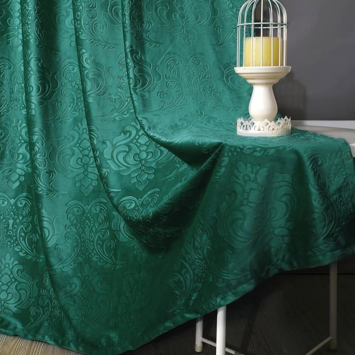 Lot De 2 Rideaux En Velours Vert Opaques Avec Ruban Fronceur, H 260 X ...