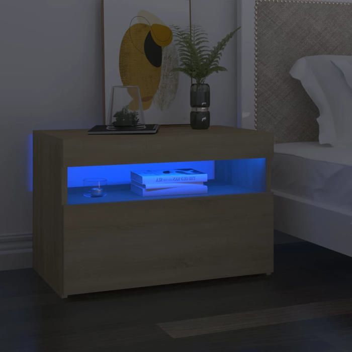 Table de chevet avec Bandes LED - Usage Intérieur - VIDAXL - design ...