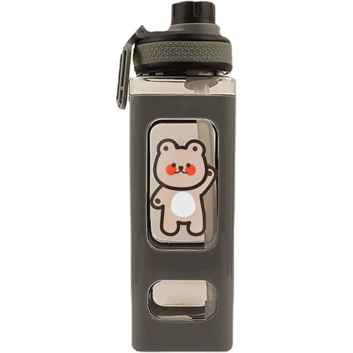 Large Kawaii Water Bottle With Straw And Kawaii Sticker, Kawaii Bear Water Bottle With Straw ...