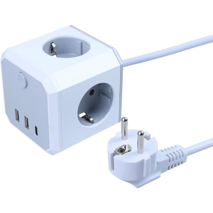 Cube De Prise Usb 4 Prises 3000 W 13 A Avec 2 Usb Et 1 Usb C, Câble ...