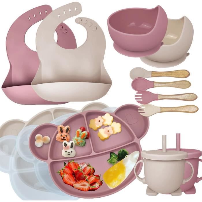 Coffret Repas Bebe, Lot De 14 Assiette Ventouse Silicone Antiderapant ...
