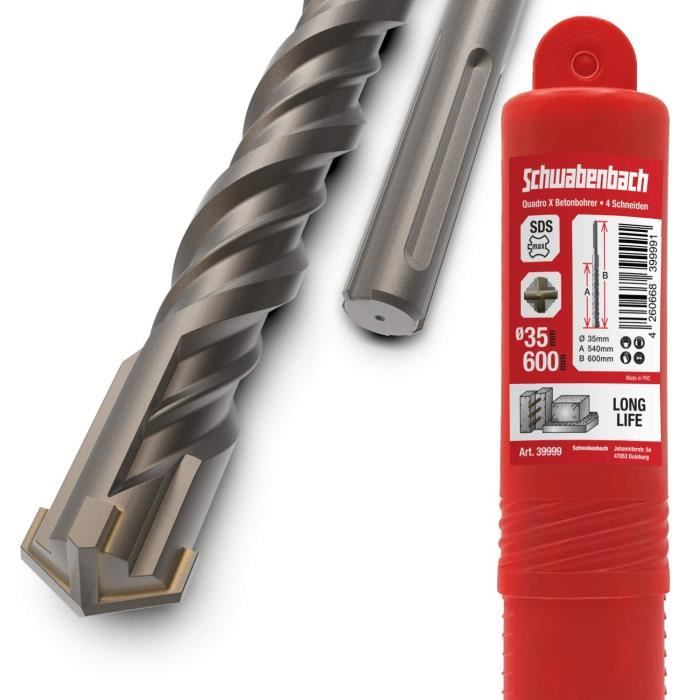 ® Sds Max Drill 35Mm X 600 - Foret À Béton - Perçage Précis Et Rapide ...