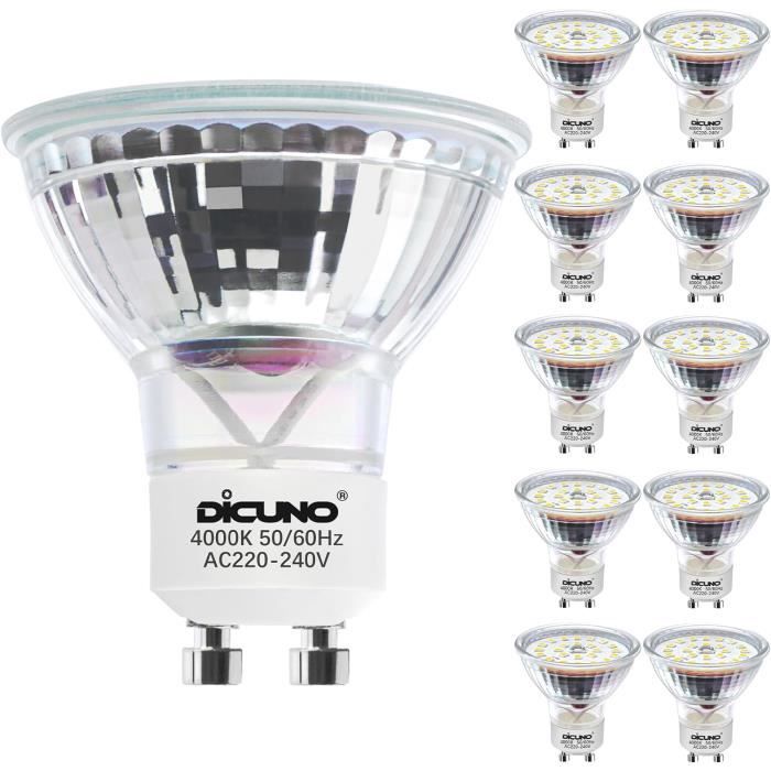 Ampoule LED GU10, Blanc neutre 4000K, 5W, équivalent 50W lampe halogène, 500LM, Ampoule LED Spot ...