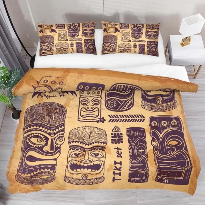Ensemble housse de couette 140x200Cm Totem Tribal primitif Doux et anti ...