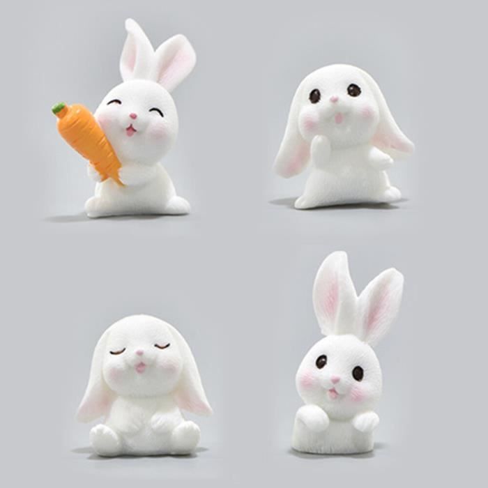 Objets décoratifs,Figurines de lapin Miniatures,4 pièces,décoration ...