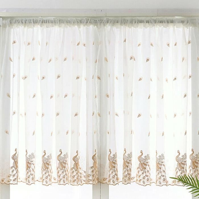 Rideaux,Rideaux brodés rideaux courts paon maille Semi pure rideaux ...