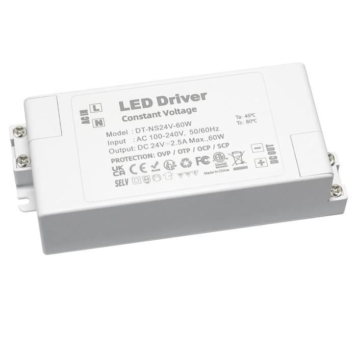 Led Driver Alimentation 60W 24V 2.5A, Transformateur 220V 24V ...