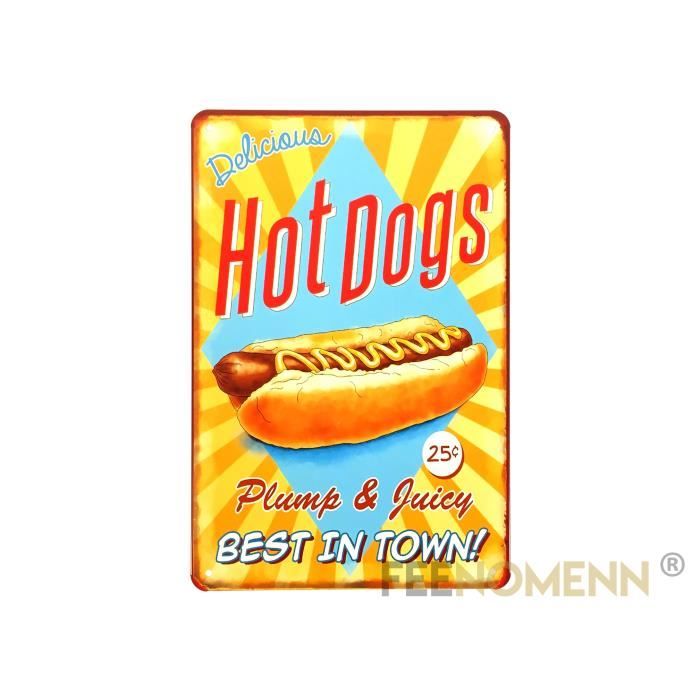 Plaque Métal Déco Vintage - Hot Dogs Best In Town (20x30cm) - Cdiscount ...
