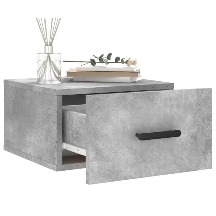 Tables de chevet murales 2 pcs gris béton 35x35x20 cm - SALALIS ...