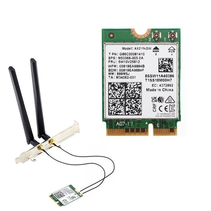 AX211NGW WiFi 6E M.2 Key E CNVio2 Carte RéSeau Sans Fil Double Bande 2 ...