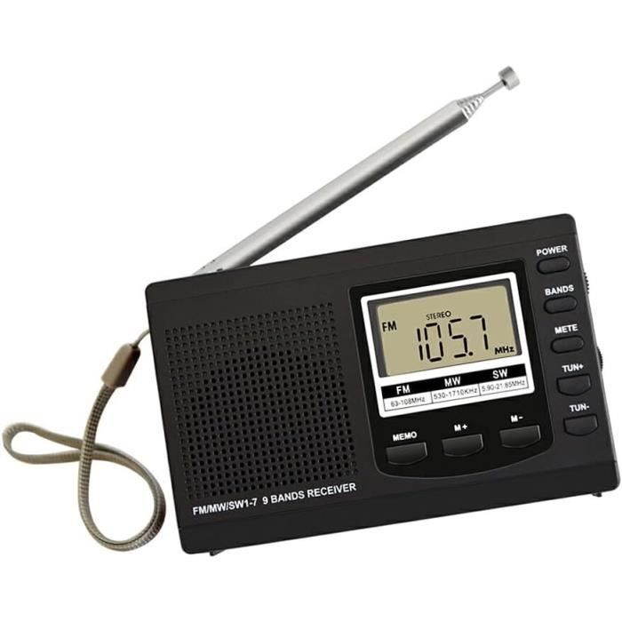 IOIUSKKU Mini Radios FM--SW antenne rétractable réception Large réveil ...