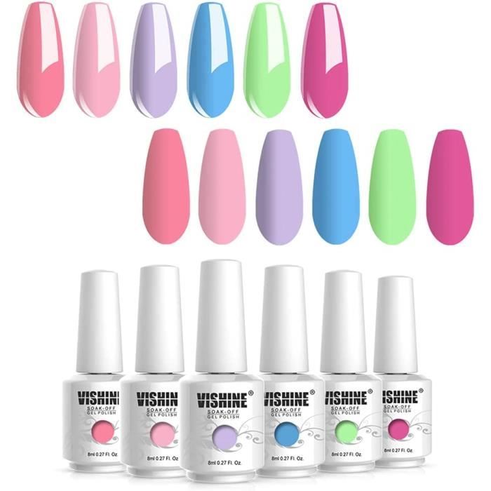Vishine Vernis Semi Permanent, Lot de Vernis à Ongles Gels 6 Couleurs ...