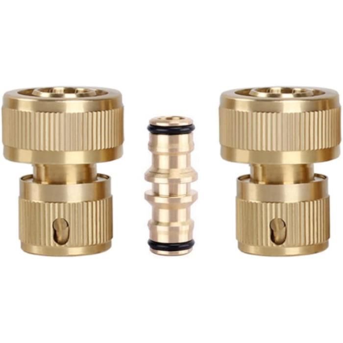 3 Pièces Raccord Rapide En Laiton 3-4", Kit De Raccord De Tuyau D'Arrosage, 2 Raccords Rapides 3 ...