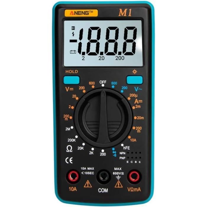 Digital Multimeter, M1 Multimètre Numérique De Poche Rétroéclairage Lcd ...