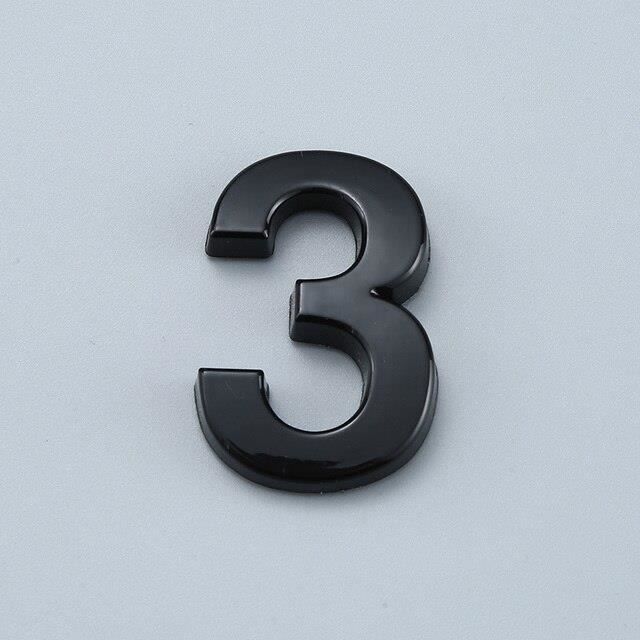 PLAQUE DE PORTE,Number 3--Autocollant noir pour numéro de porte de ...