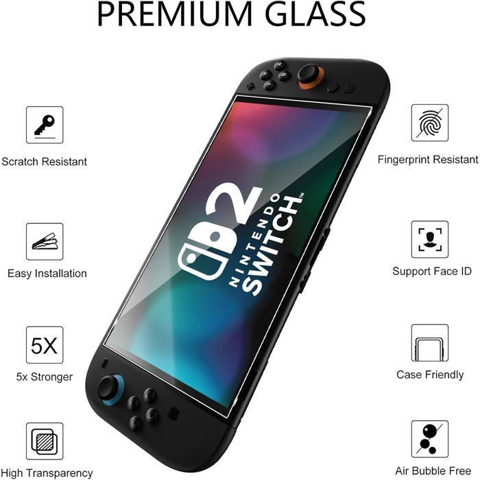 Pour Nintendo Switch 2 2025 Verre Trempé 2 Pièces 9H Dureté HD ...