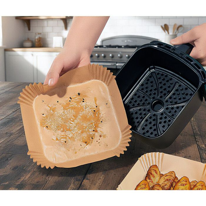 200 barquettes de papier sulfurisé pour airfryer - 16 x 16 cm ...