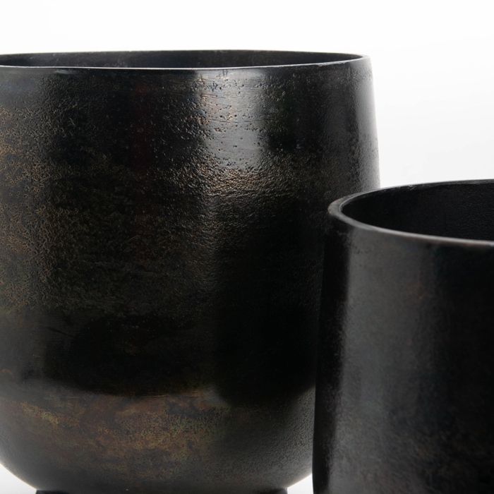 Set de 2 cache pots noir - Amadeus - Cdiscount Jardin