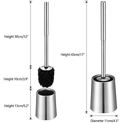 SUS304 Brosse WC avec Manche Longur en Acier INOX Brossé pour Cuvette de WC Balai Brosse ...