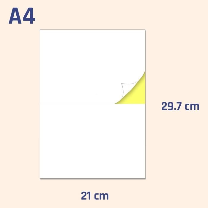 25 feuilles, A4 Papier Autocollant Imprimante Blanc - 2 étiquettes par ...