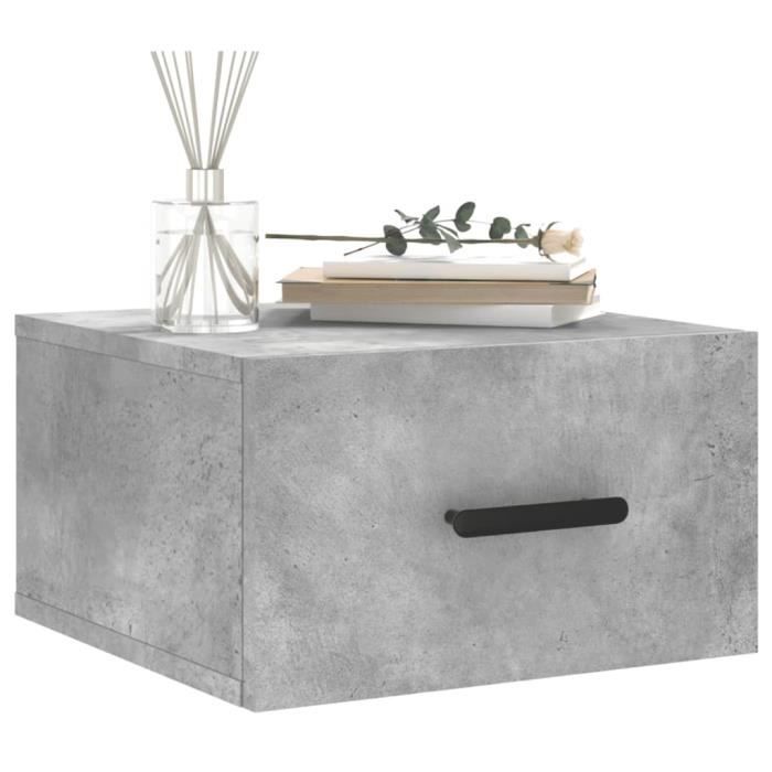 Tables de chevet murales 2 pcs gris béton 35x35x20 cm - SALALIS ...