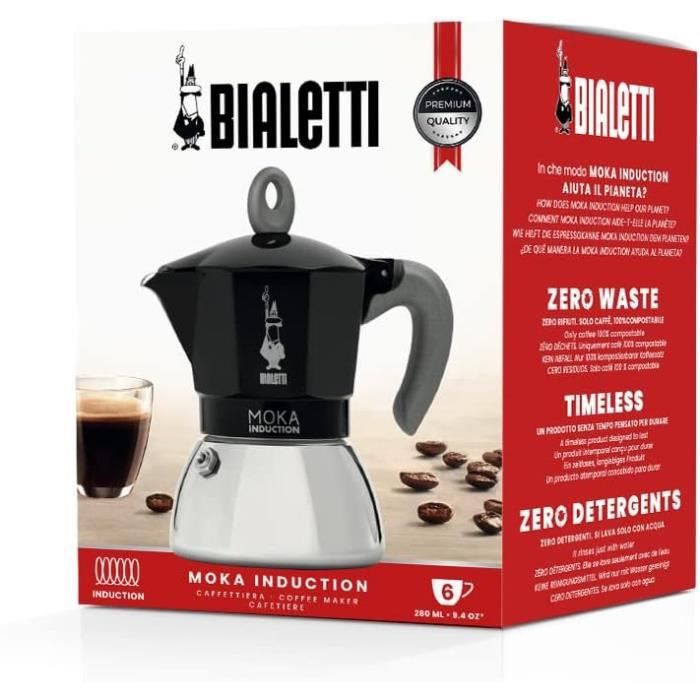 Bialetti - Moka Induction, Cafetière Moka, Convient à Tous Les Types de Plaques de Cuisson, 6 ...