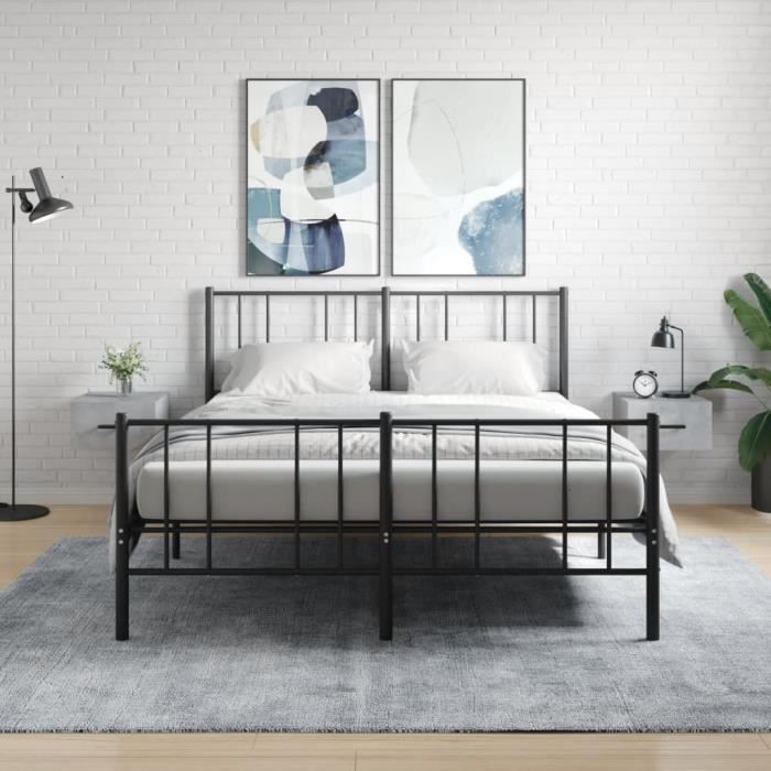 Tables de chevet murales 2 pcs gris béton 35x35x20 cm - SALALIS ...