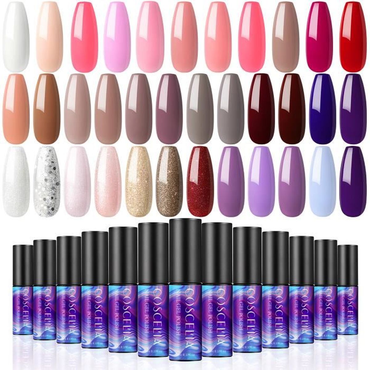 Kit de 40 Couleurs Vernis à Ongles Gel Semi-Permanent COSCELIA 5ml Gel ...