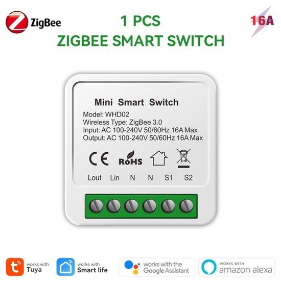 Tuya Zigbee Version-Tuya Zigbee Mini Smart Switch Tech, 16A, 2Way Control, Smart Life, Andrea ...