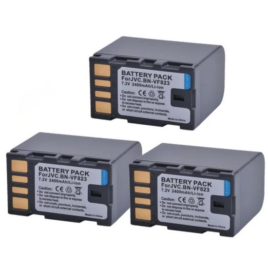 3x Battery-Batterie BNVF823 avec chargeur USB LED, pour JVC BN VF823 BN-VF823 BN-VF823U GZ-HM200 ...