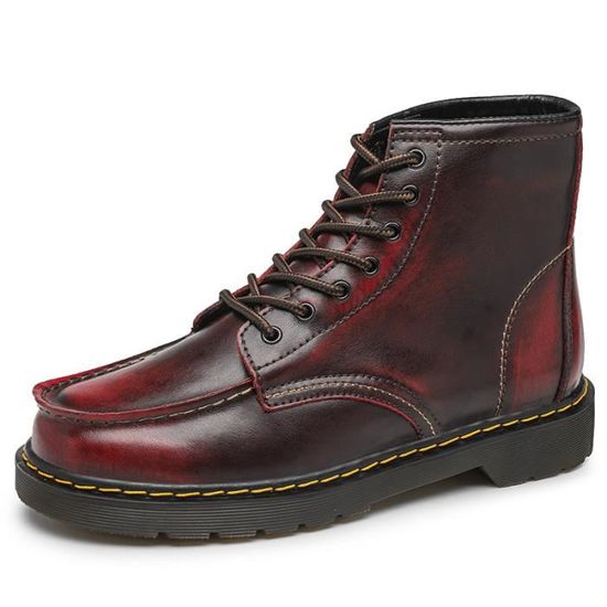 Hommes --Bottes en cuir à lacets - Rouge vin Rouge vin - Cdiscount ...