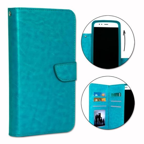 Etui pour smartphone - PH26 - Nokia G10 - Éco-cuir turquoise - Clapet ...