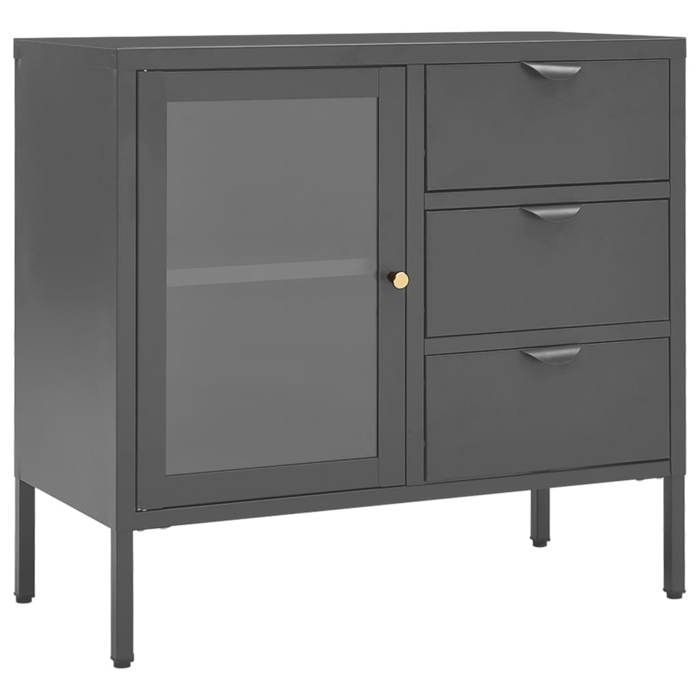 Buffet bas,armoire commode Buffet Anthracite 75x35x70cm Acier et verre ...