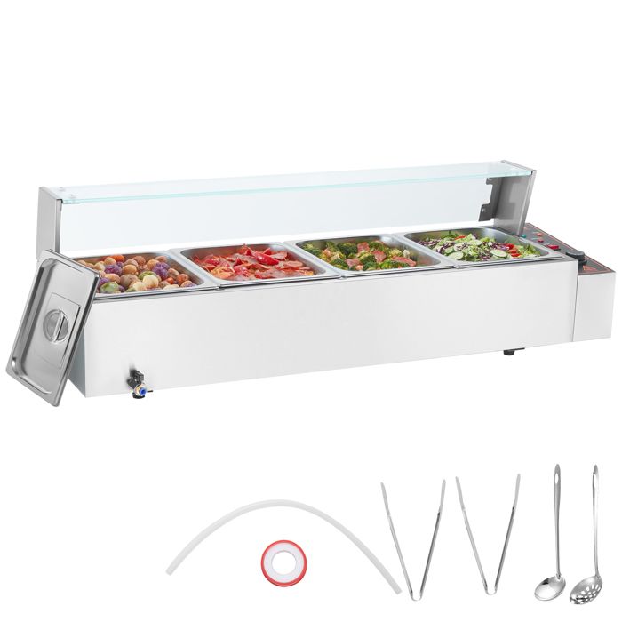Chauffe-Plat Buffet à 4 Bacs de 7,6 L-VEVOR-1500 W-Buffet Chauffant en ...