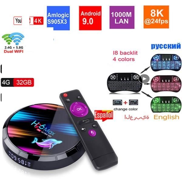 Ue Plug - 4G 32G i8 - H96 MAX X3 Amlogic S905X3 gigabit 1000m lan Boîte ...