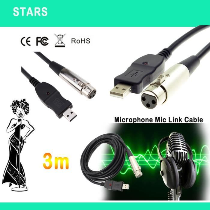 2019 3M Microphone USB Mic Link Cable Adaptateur mâle XLR femelle pour ...