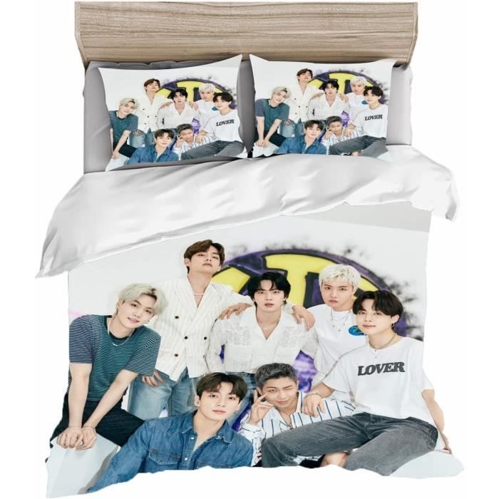 Bts Parure De Lit 135 X 200 Cm, Tbs Bangtan Boys Housse De Couette Avec Taie D'Oreiller Bts En ...
