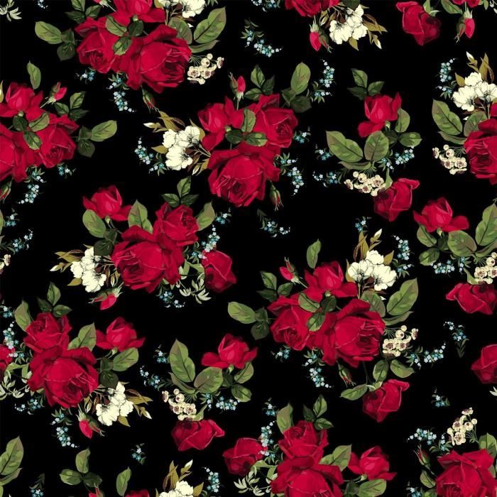 Papier Peint Fleur De Rose Rouge Papier Peint Fleuri Vintage Sticker ...