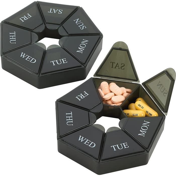 Weekly Pill Organizer 2 Pack 7 Day Pill Container Compact Portable ...