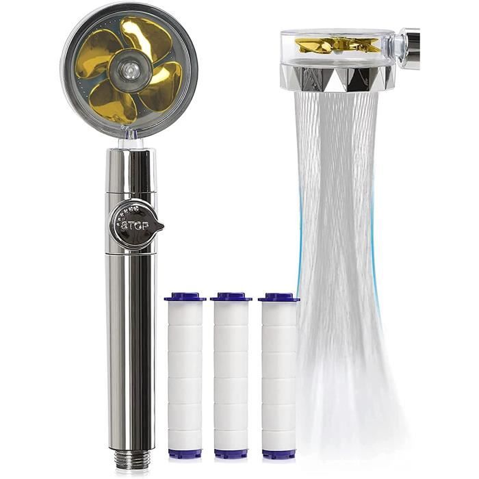 Pommeau de Douche Haute Pression,pommeau de Douche Rotatif À 360 Degrés À Hélice Entraînée par ...