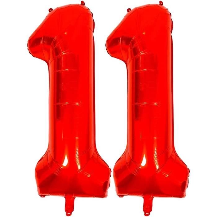 Ballon Anniversaire 11 Ans Rouge XXL - Décoration de Fête - Ballon ...