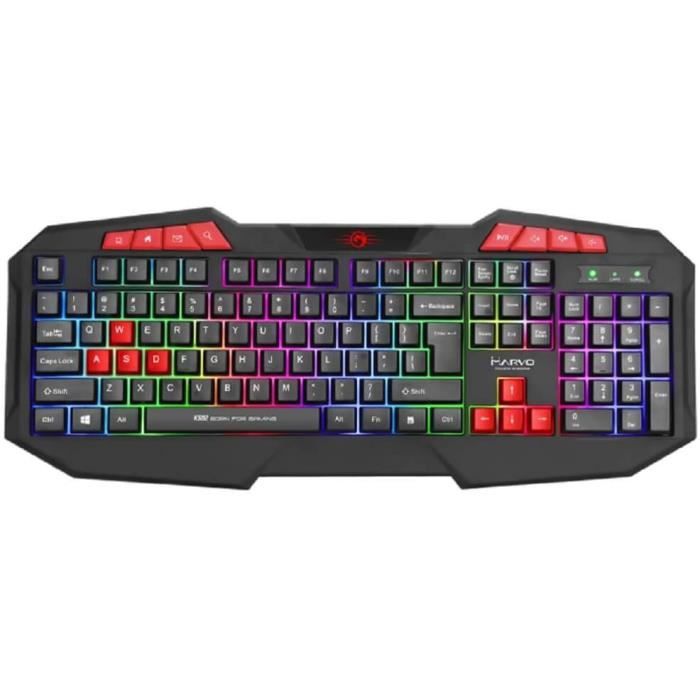 Clavier Gaming Keyboard Rétroéclairé Led Filaire Touches Multimédia ...