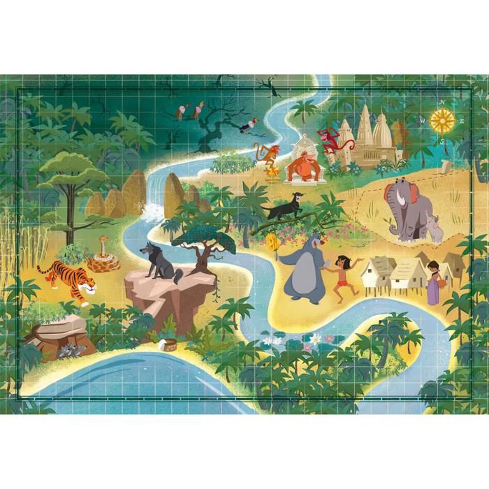 Puzzle 1000 pièces - CLEMENTONI - Story Maps - Le Livre de la Jungle ...