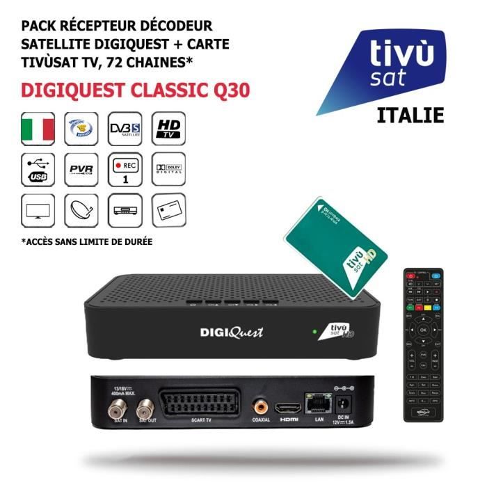Décodeur Satellite - Digiquest - Classic Q30 - Carte Tivùsat - 72 ...