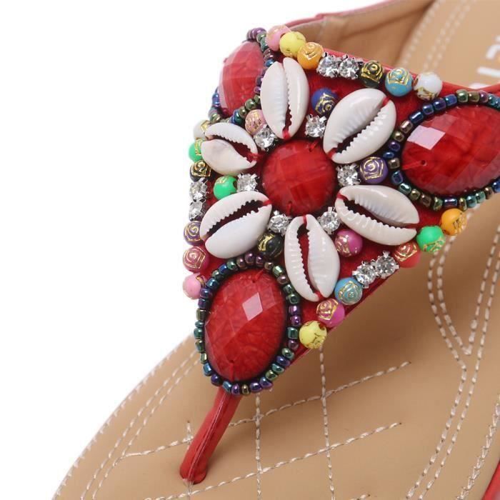 Sandales Femme Chaussures Mode Sandales Compensées Talons Rouge Rouge ...