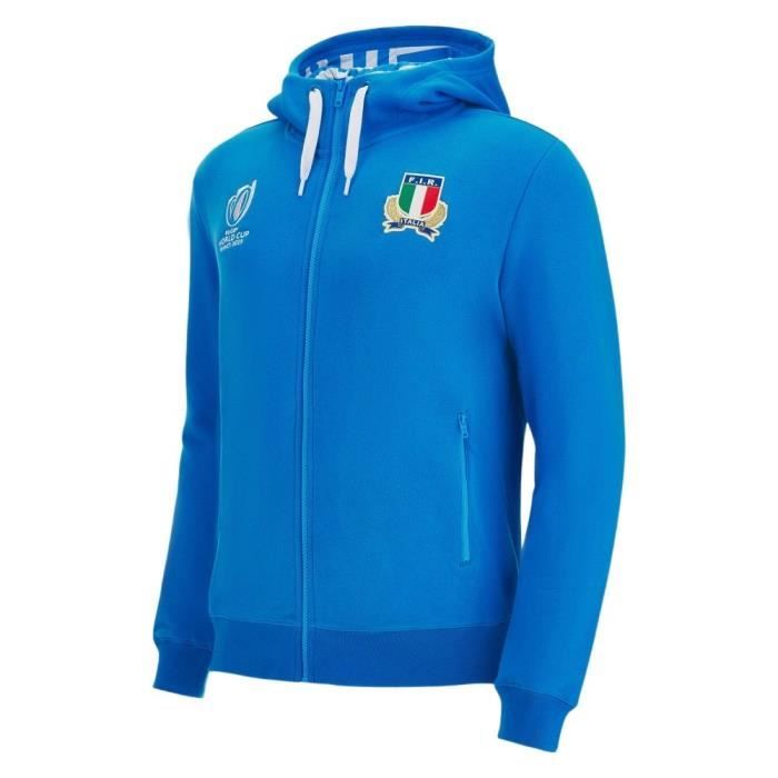 Sweatshirt à capuche zippé coton Italie Rugby Merch RWC Country 2023 ...