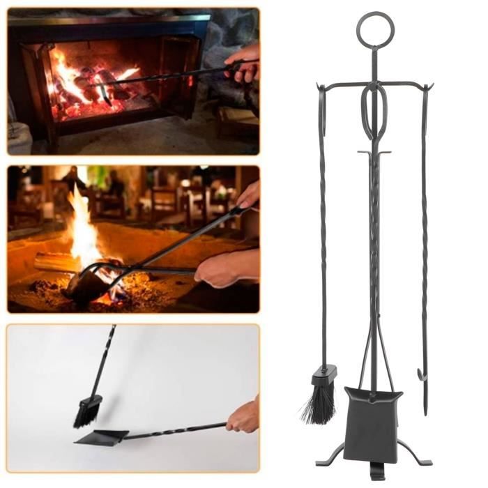Pwshymi - Outil de cheminée en fer - 5 kits - Noir - Fer - 12.5x10x65cm ...