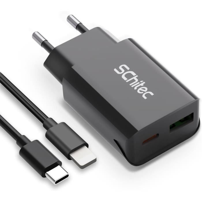 Chargeur Usb C 20W Avec Cable 1M Prise Usb C Chargeur Rapide 2Porte Pd ...