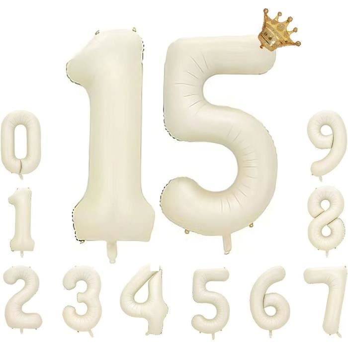 Ballon Chiffre 15 Helium Ballon Anniversaire Blanc Creme Chiffres 15 ...
